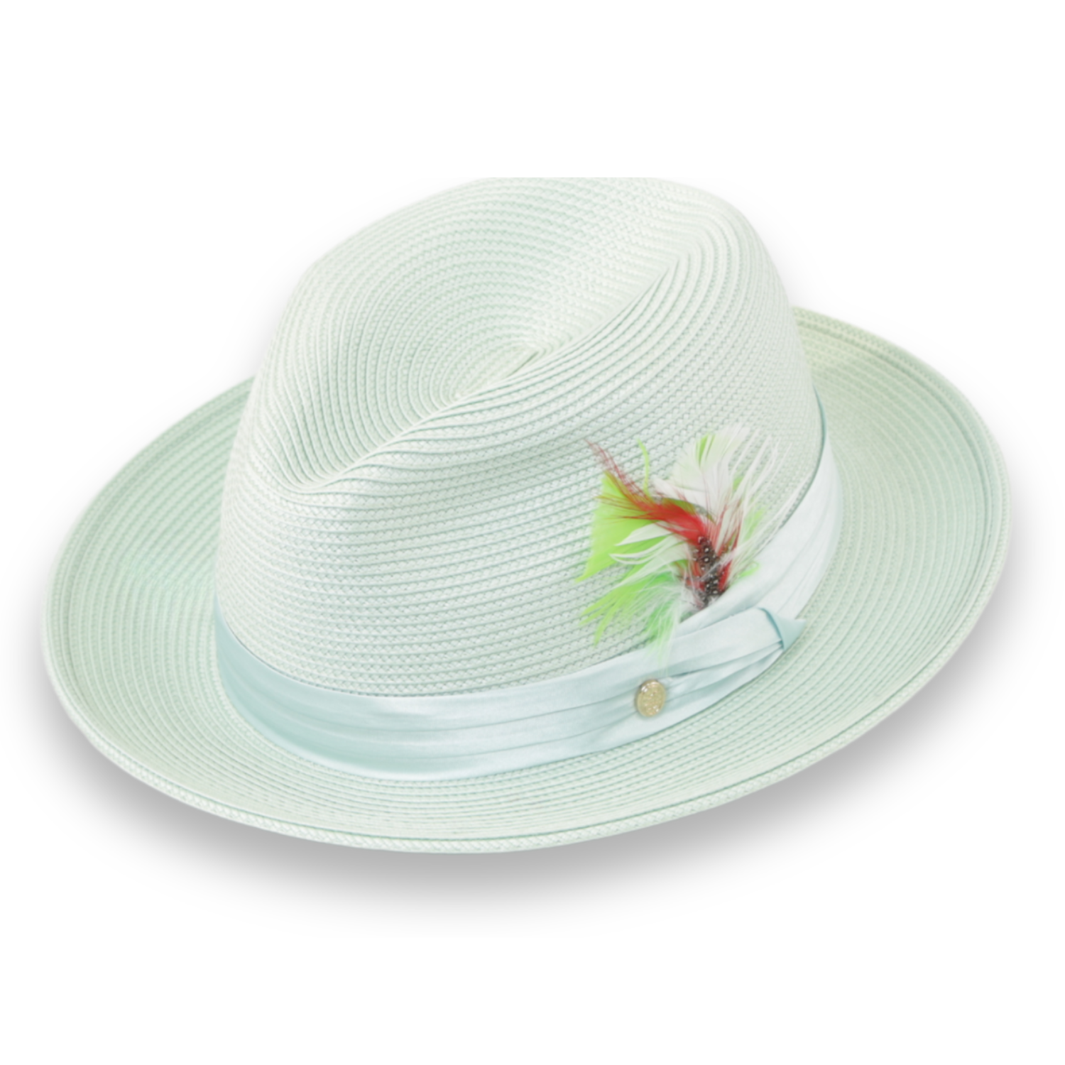 Small Tapa Crushable Straw Hat Fedora in Jade