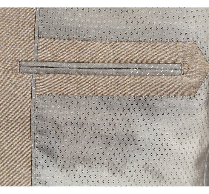 34 "Taupe Slim Fit Two-Button Men's Suit with Optional Vest"