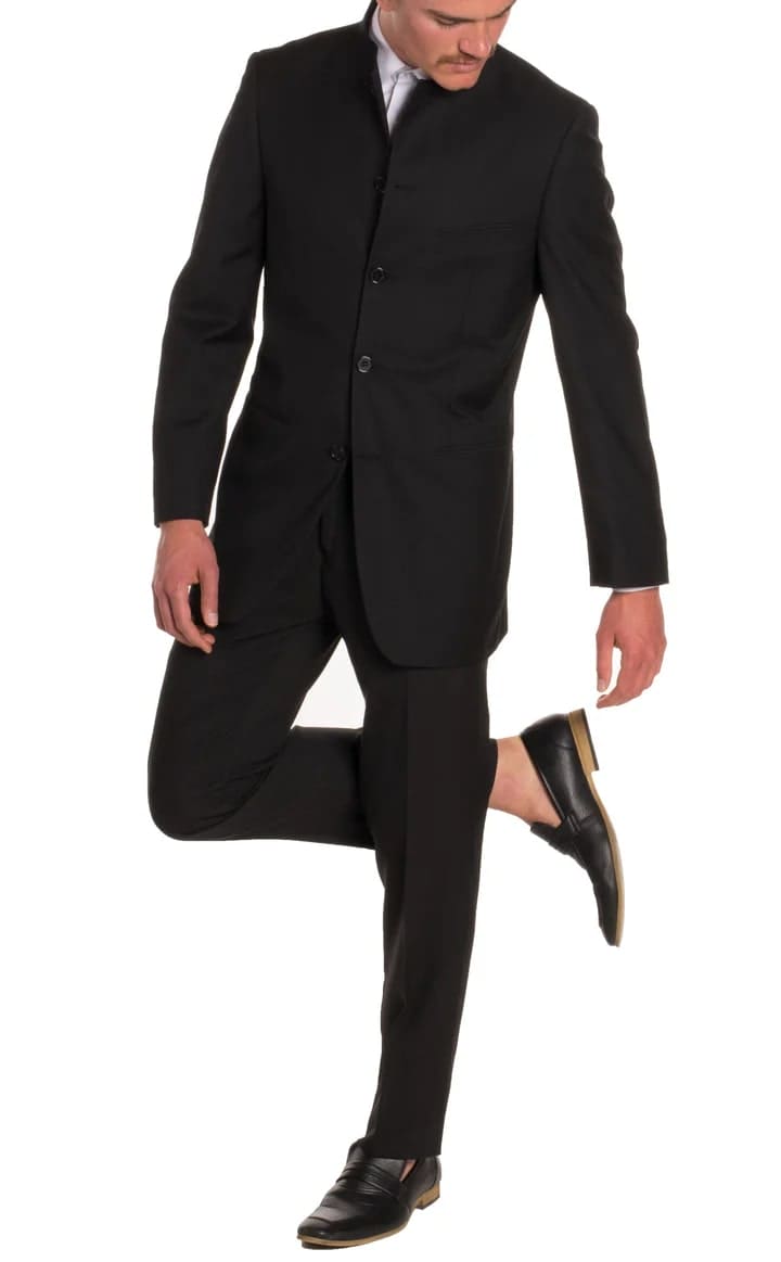 38 Mandarin Collar Suit - 2 Piece - Black