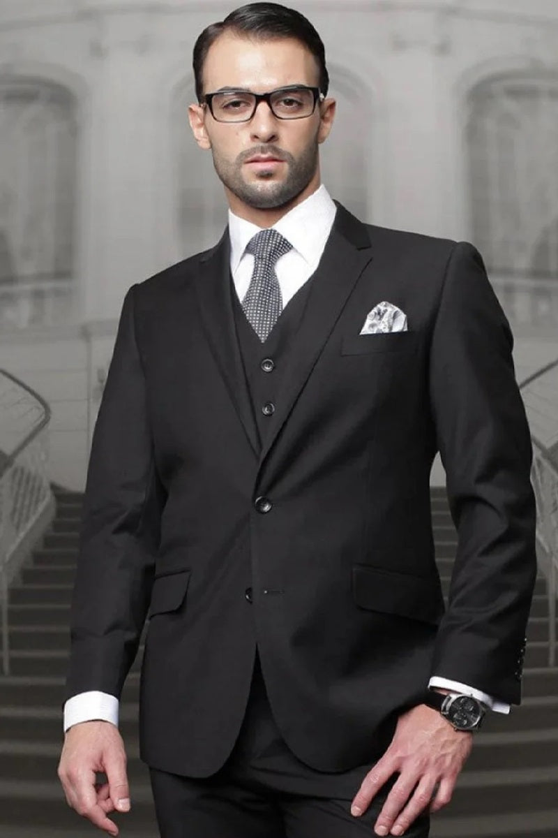 Coat Big and Tall Suit - Black Big and Tall Regular Fit 3 PC Suit