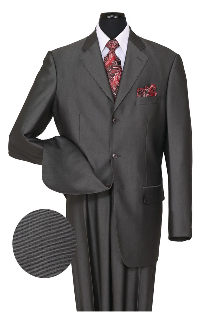 38 Mens 3 Button 2PC Shiny Sharkskin Suit in Black