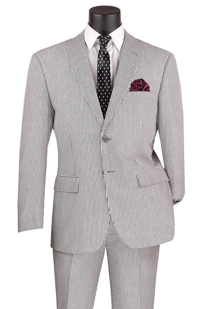 38 Cheap priced Suit - Men's 2pc Summer Seersucker Modern Fit Black Suit