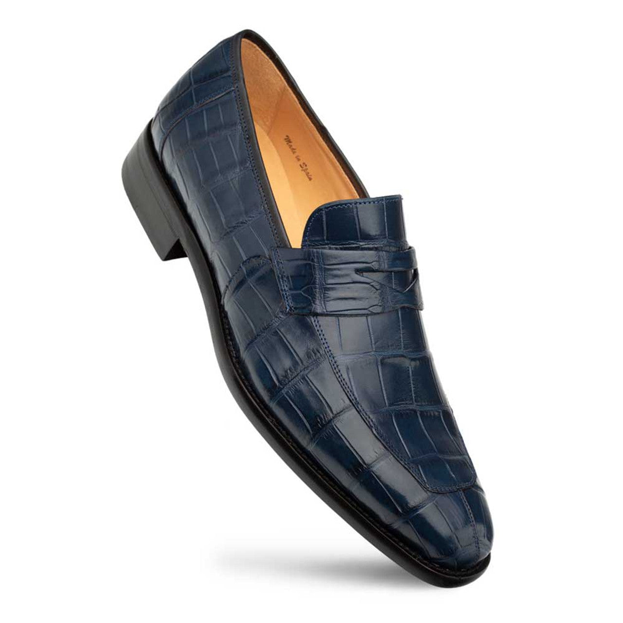 8 Men's Blue Piccolo Genuine American Alligator Penny Loafer By Mezlan ...