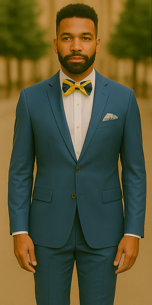 58R Blue Slim Fit Men’s Suit by Rossiman Rossi – Skinny Style with 1 ...