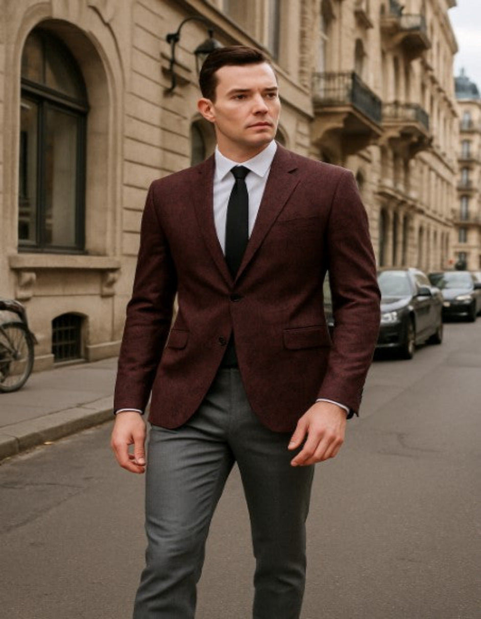 36 Mens Burgundy Paisley Tuxedo Blazer â€“ Slim Fit Formal Dinner ...