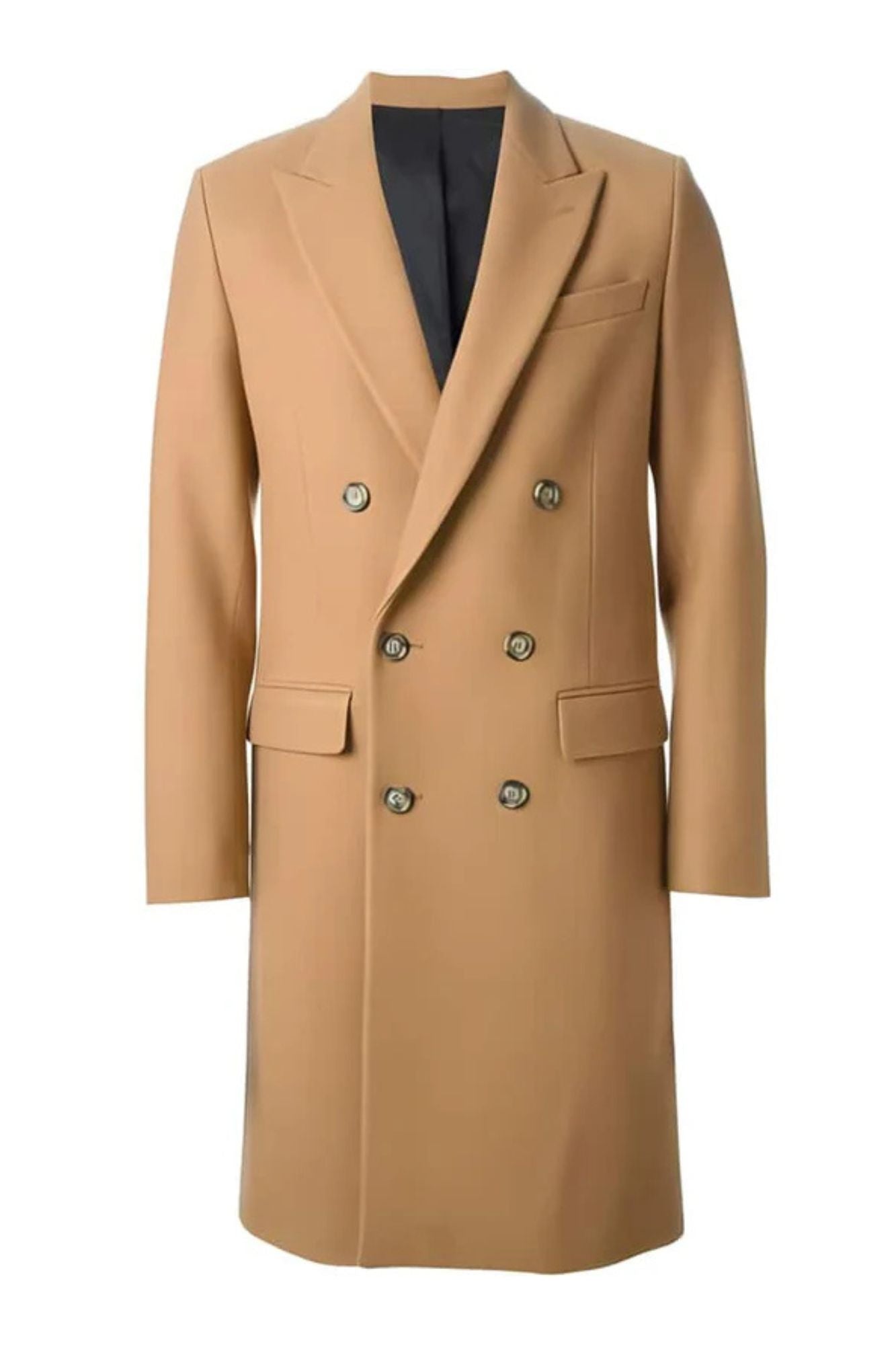 Coat Double Breasted Long Ankle length Designer men's Wool Peacoat Sale ...