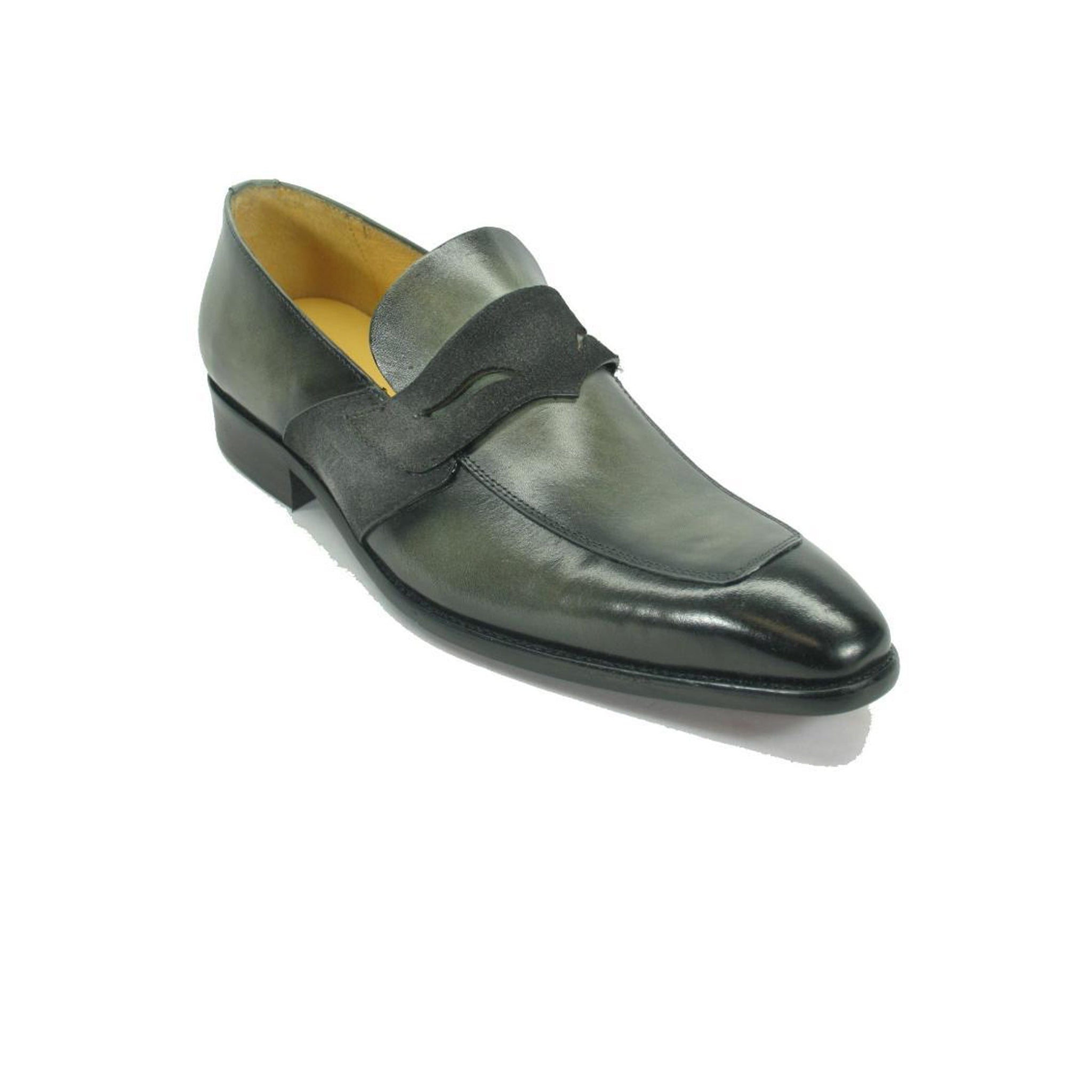 7 Mens Carrucci Modern Leather Double Penny Loafer Dress Sheo in Grey