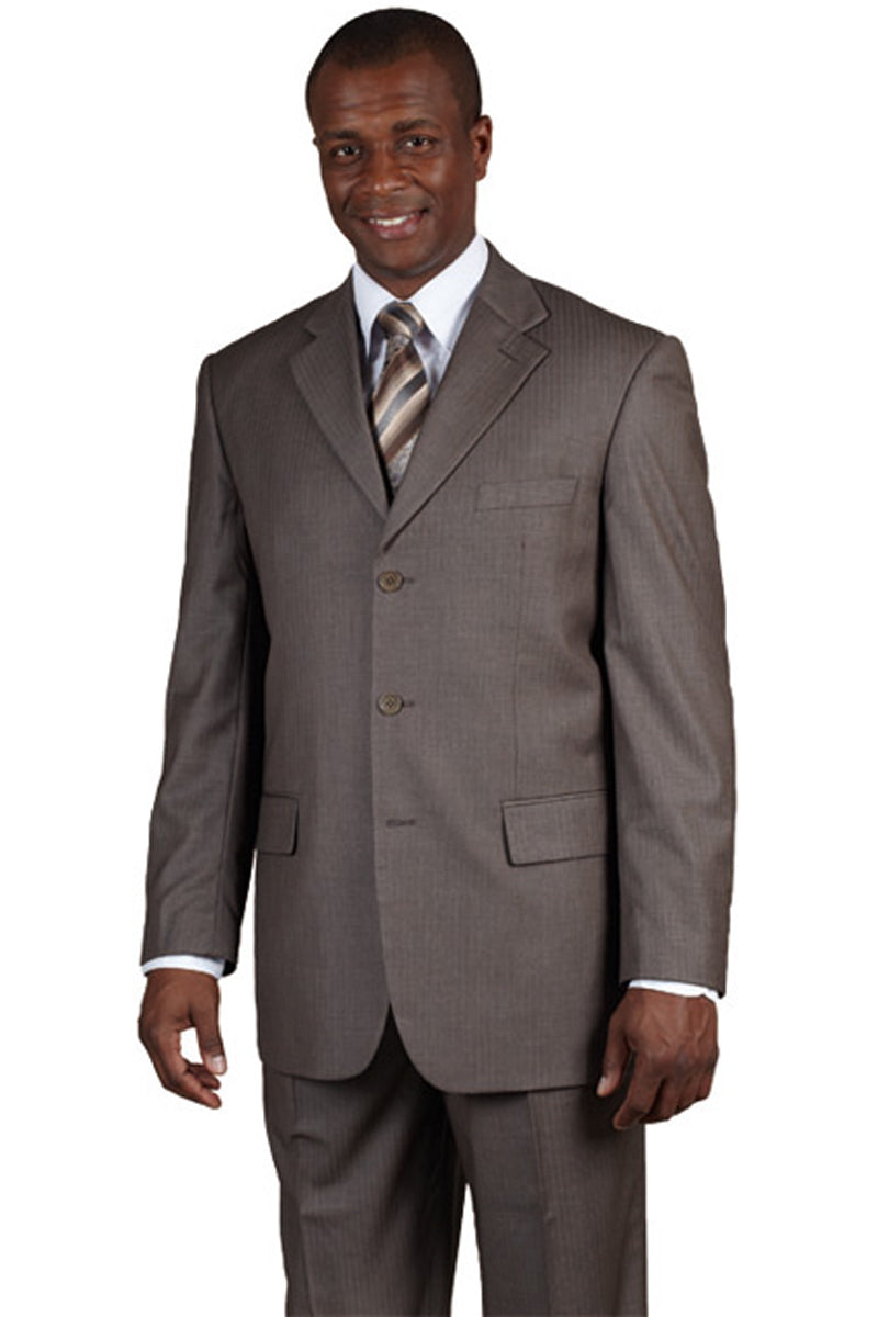 36 Classic Men's 3-Button Wool Pinstripe Suit