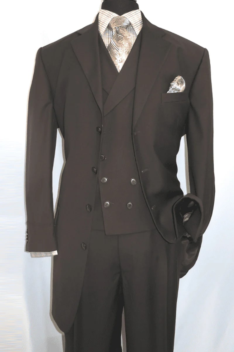 38 Mens 4 Button Double Breasted Vest Suit in Brown