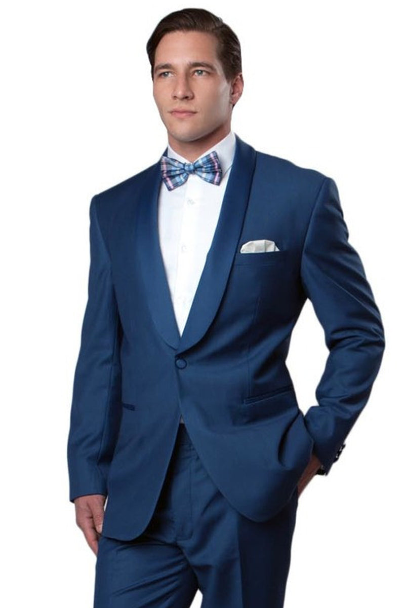 34 Midnight Blue Men's Slim Fit Classic Shawl Lapel Tuxedo