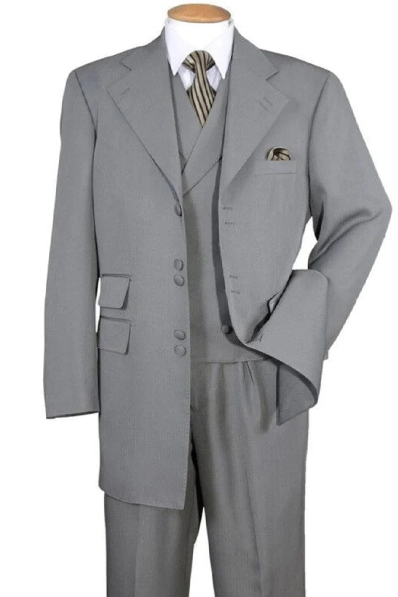 Coat Zoot Suit - Mens Double Button Vested Fashion Grey Zoot Suit