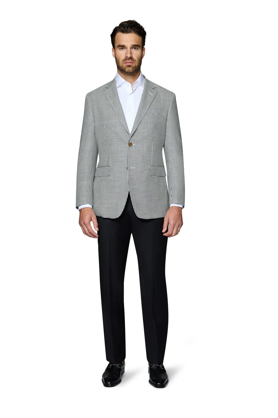 62 Grey Wool Modern Fit Houndstooth Sport Coat