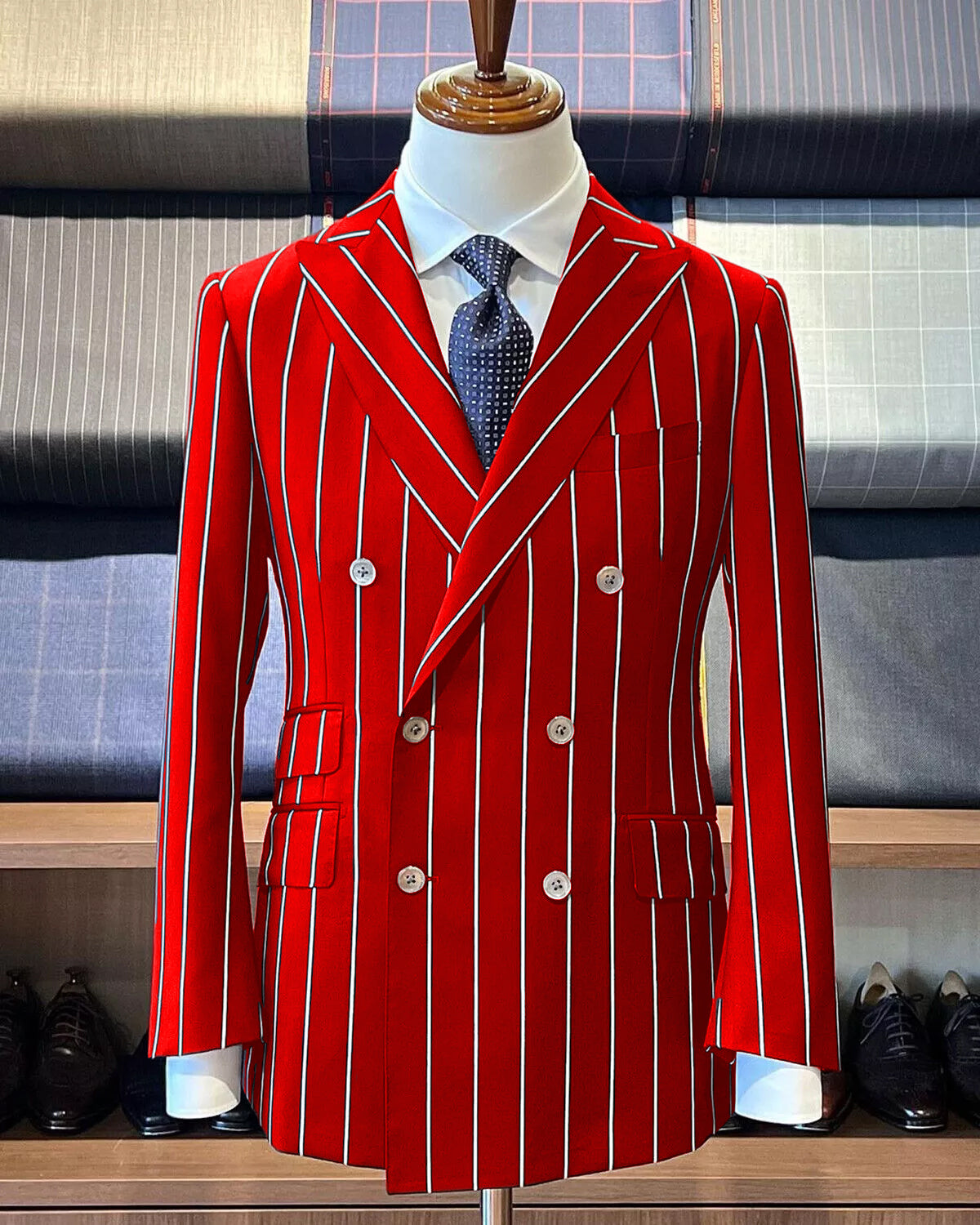 Coat Hot Red Pinstripe Suit - Gangster Suit - 1920's Suit - Double ...