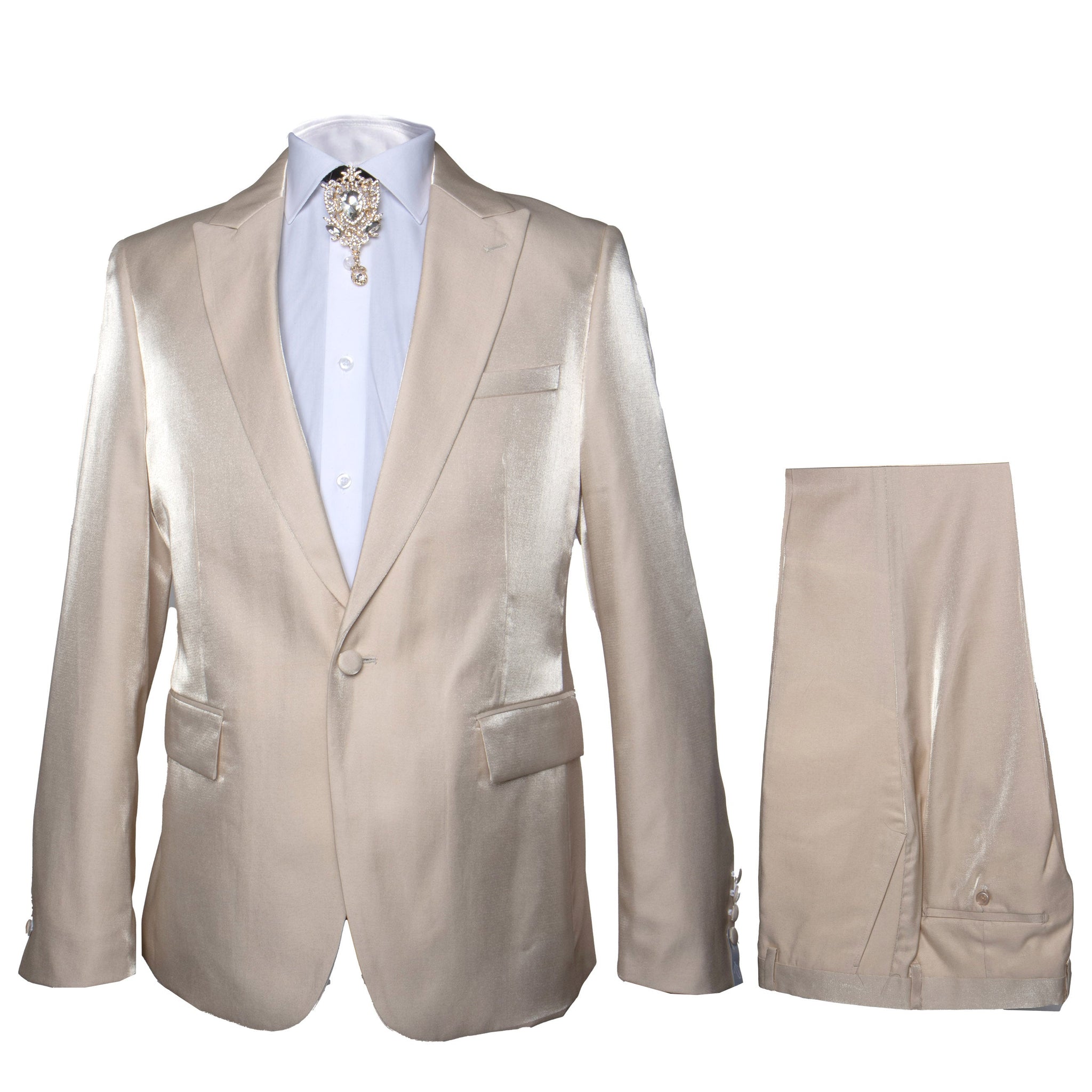 XS Rossi Man LEO RM1609 â€“ Cream 3-Piece Slim Fit Suit for Men ...