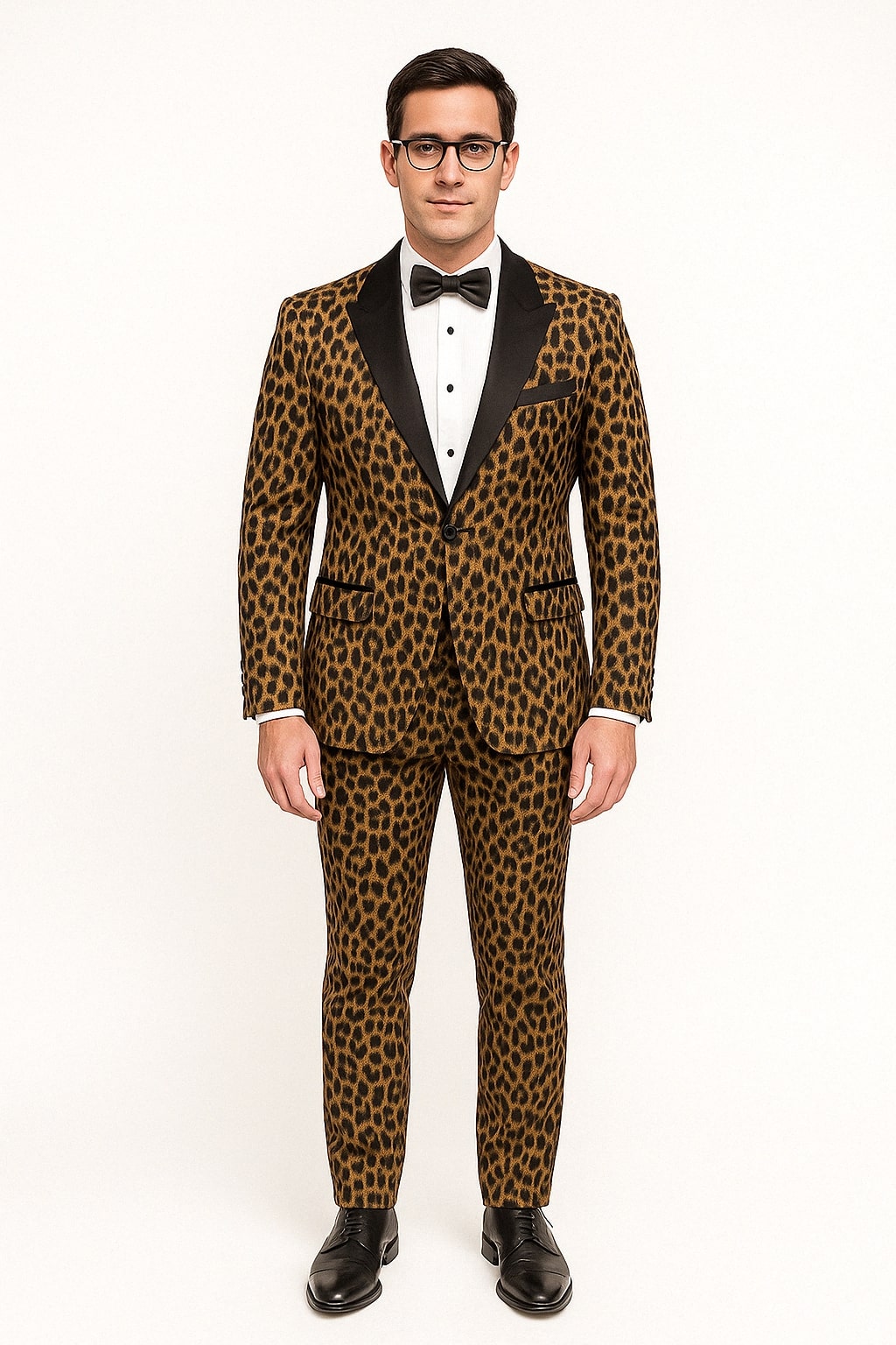 34 Mens Leopard Print Tuxedo with Black Satin Lapel and Bow Tie – Bold ...