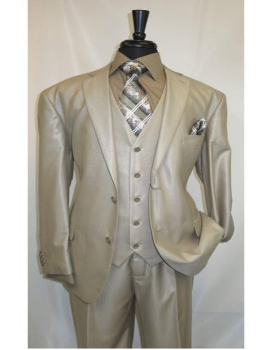 38 Mens Three Piece Suit - Vested Suit Mens fabric Satin Lined Metallic ...