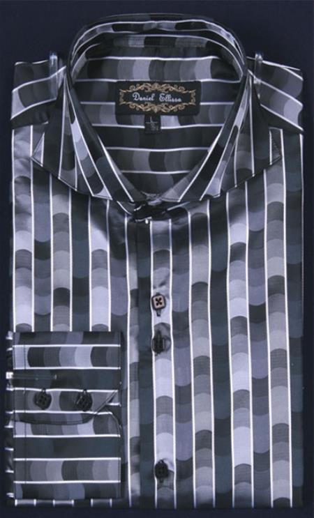 M Men's Shiny Flashy Satin Fancy Luxurious Shirt -Black