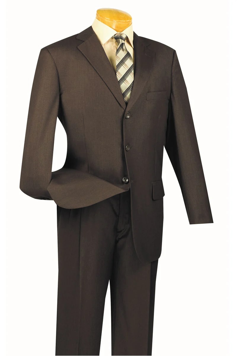 38 Mens Classic 3 button 2 Piece Suit in Brown