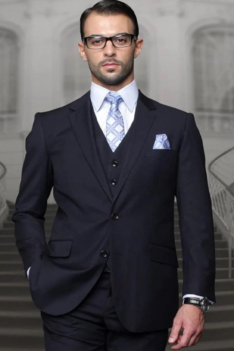 Coat Big and Tall Suit - Navy Big and Tall Regular Fit 3 PC Suit