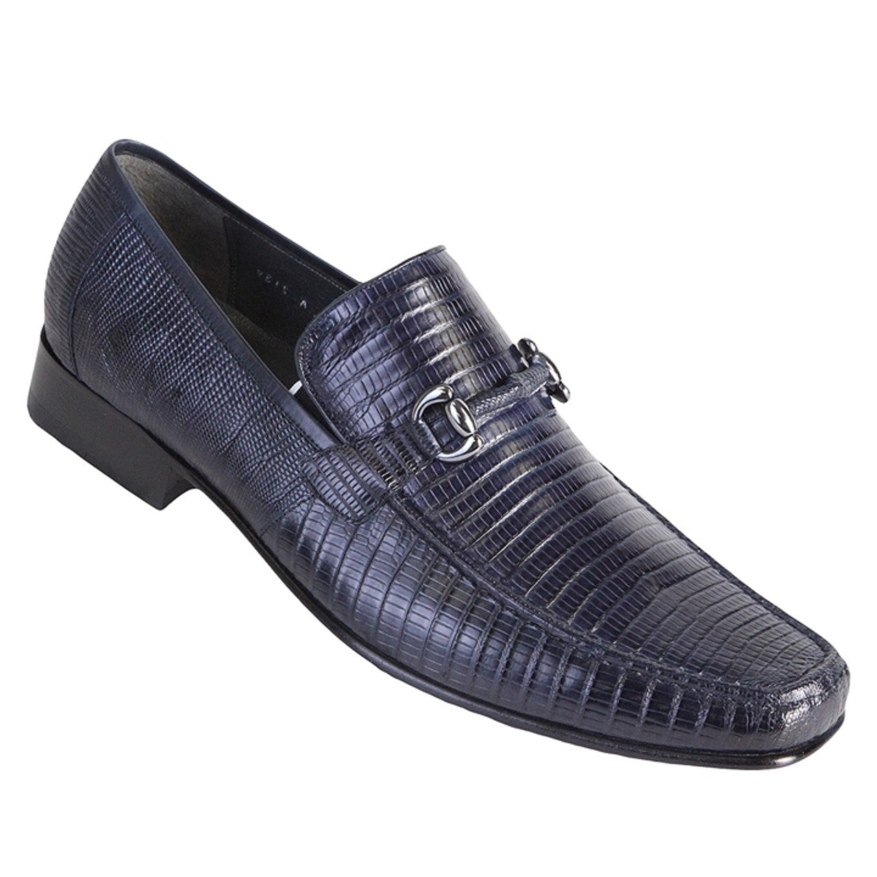 8 Los Altos Navy Genuine Teju Lizard Skin Slip-On Loafers