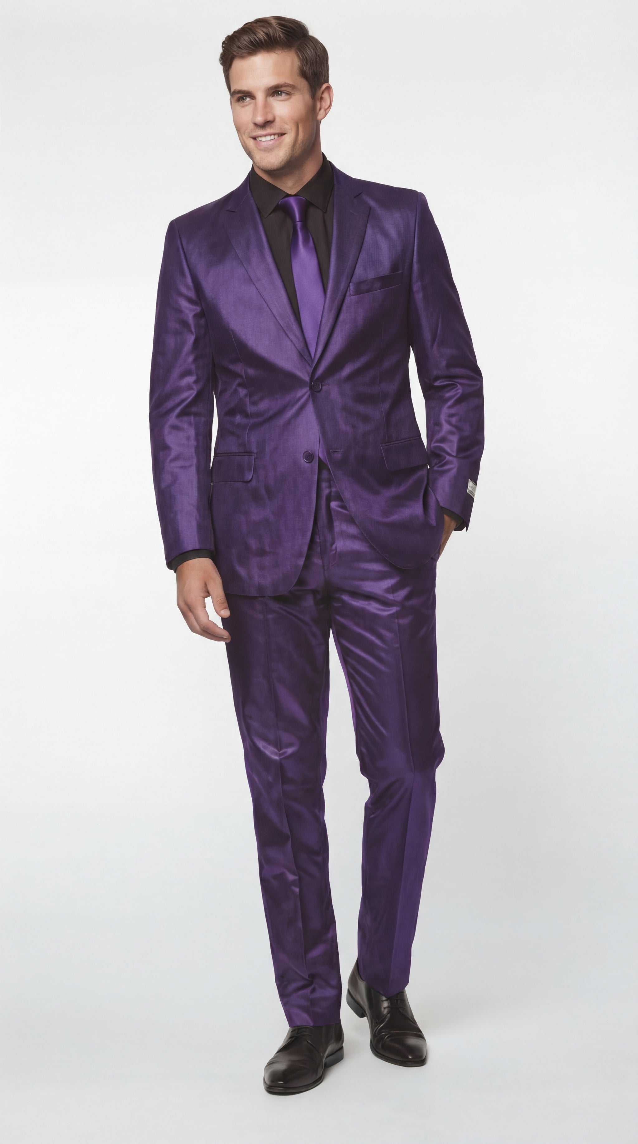 Coat Shiny Metallic Party Blue Suit