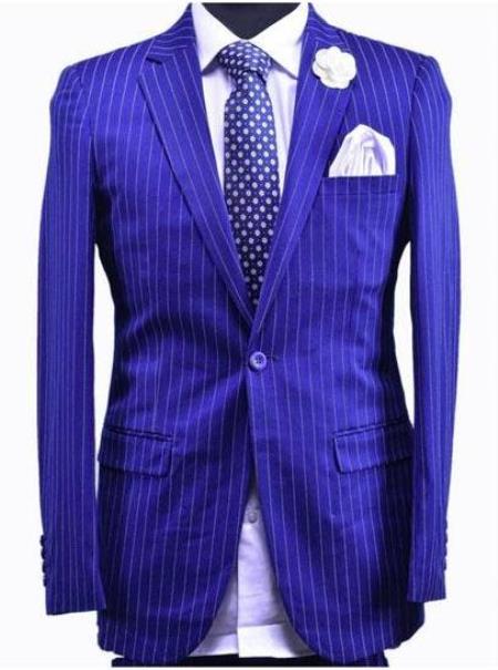 38 Dark Royal Blue And White Stripe - Indigo Pinstripe Suit - Light ...