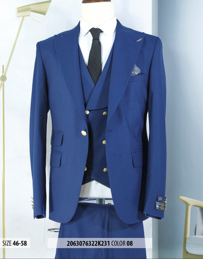 50 Mens Double breasted Suit - "Royal Blue" 1920s 1980s Style Peak ...