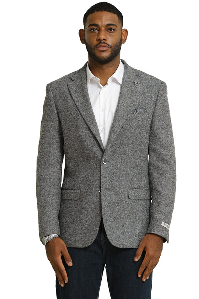 50 Men's Stacy Adams Vintage Professors Tweed Blazer in Grey