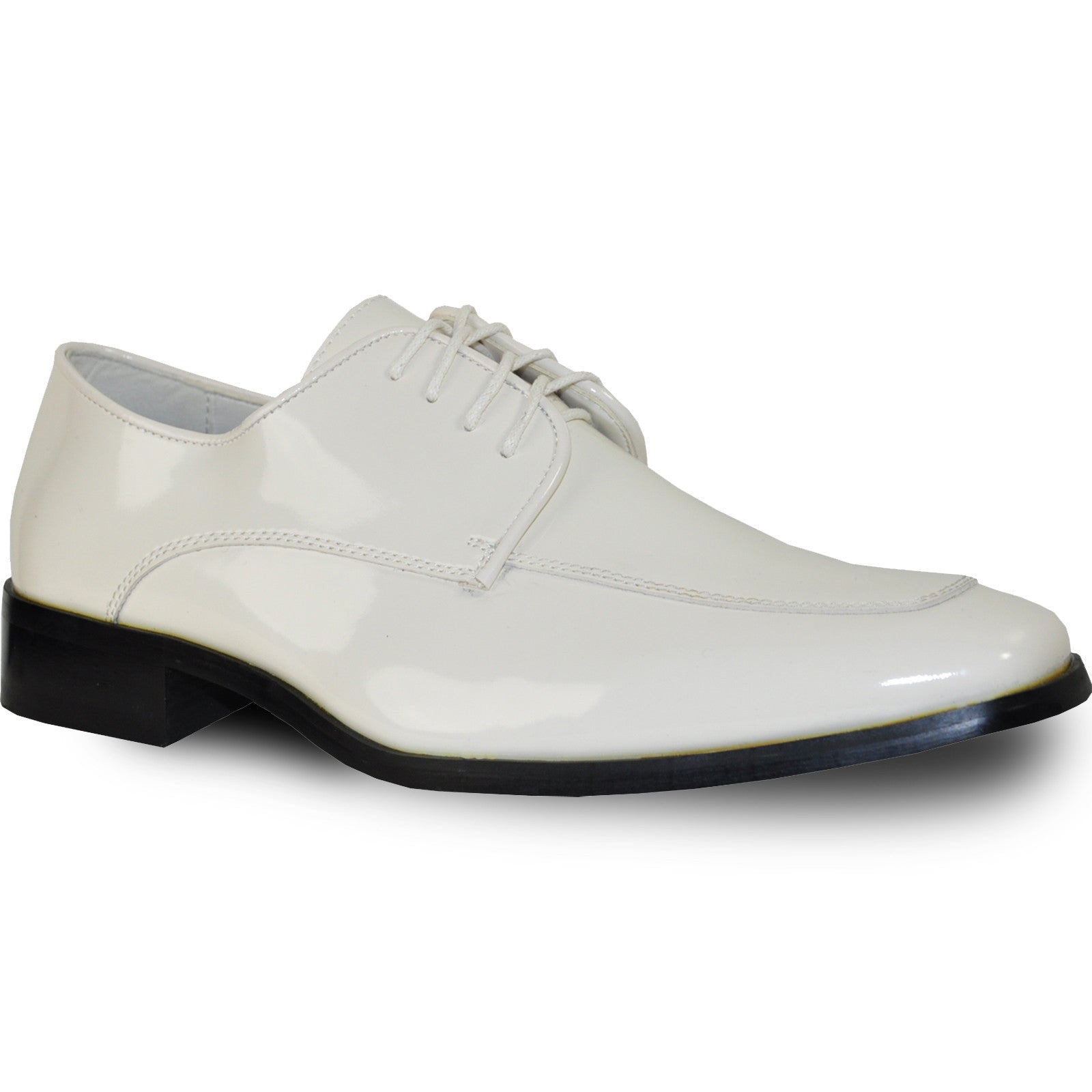 6.5M "Ivory Men's Classic Moc Toe Patent Tuxedo Prom 2026 Shoe"