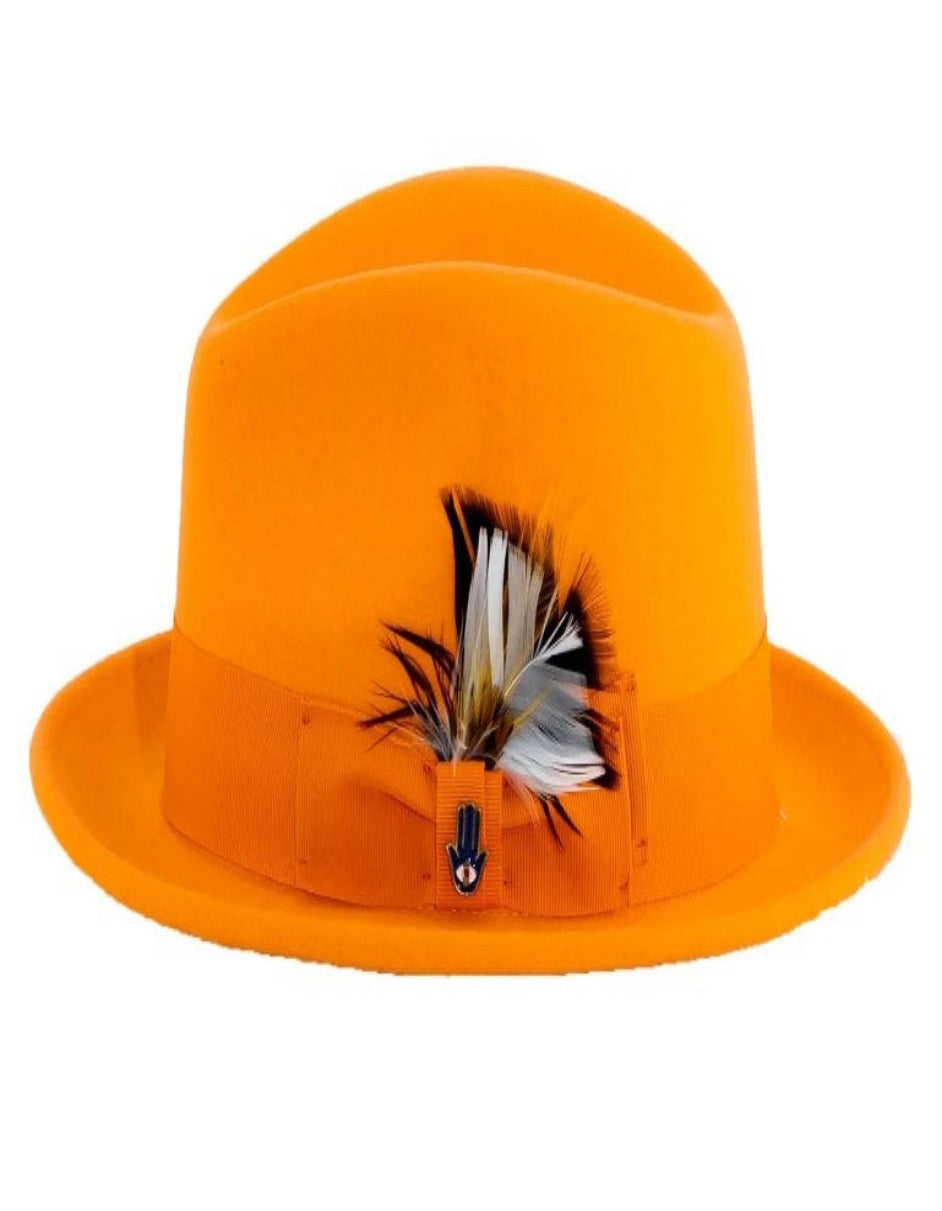 S Tangerine Dress Hat 1920s Fedora Style - Mens Narrow Brim Crushable ...