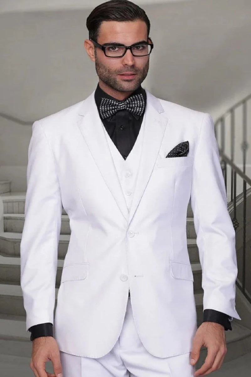 Coat Big and Tall Suit - White Big and Tall Regular Fit 3 PC Suit