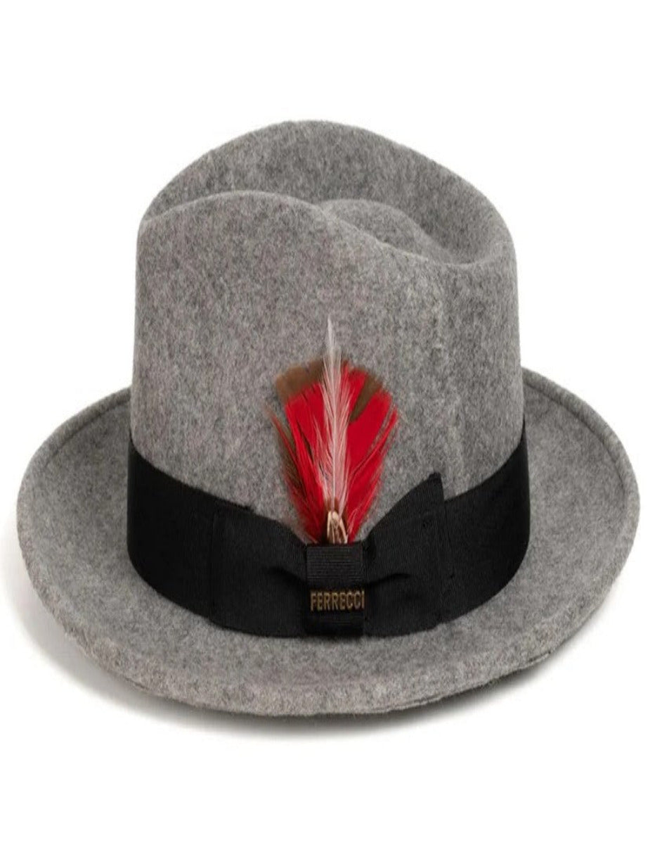 S Grey Dress Hat 1920s Fedora Style - Mens Classic Wool Fedora Dress ...