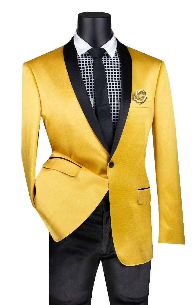 38 Shiny Suit - Sharkskin Tuxedo - Bright Color Gold and Mustard Tuxedo ...