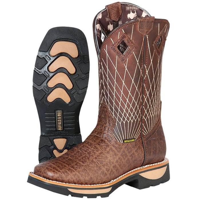 6 Botas de Trabajo de Cuero Original Horma Rodeo Color Tan GEN