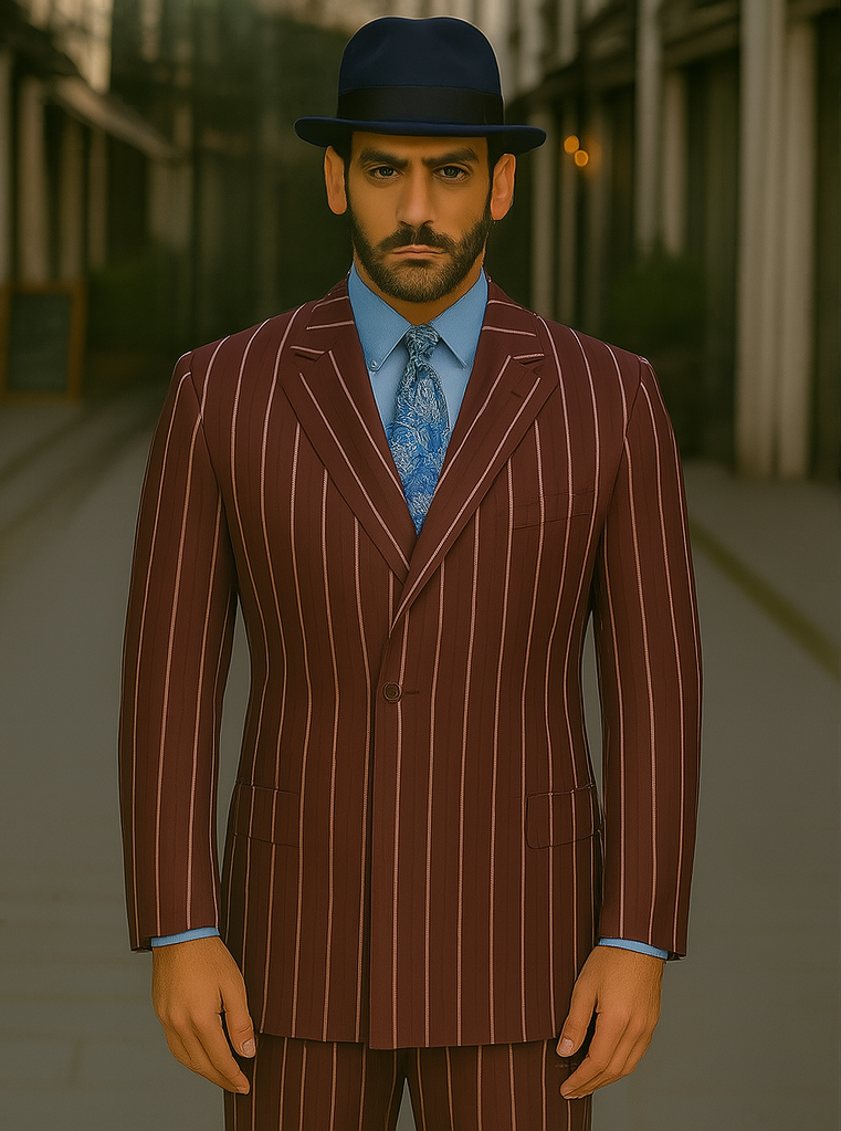 36 Burgundy Zoot Suit - 1920s Suit - Gangster Long Suit