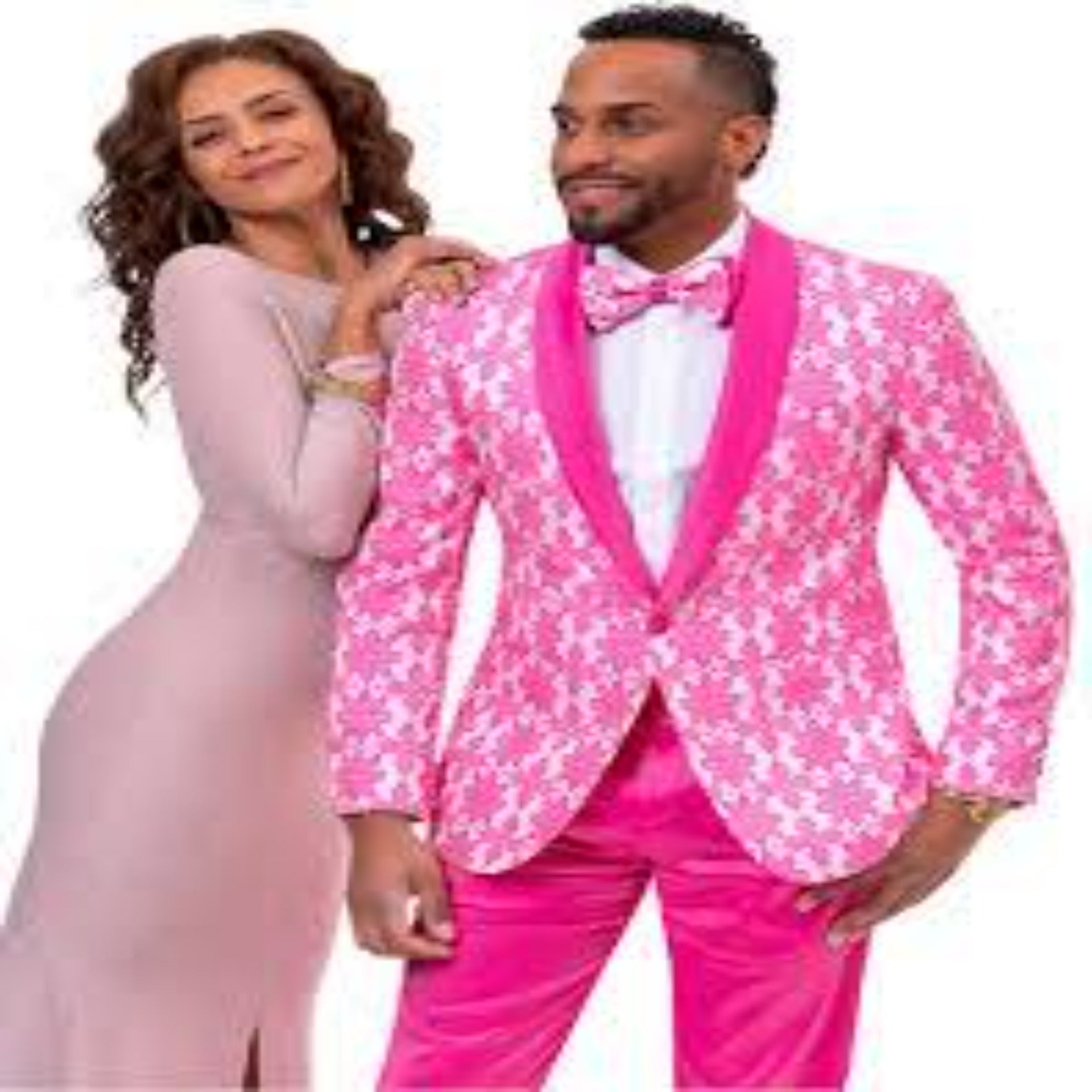 38 Mens Paisley Prom & Wedding Tuxedo in Hot Pink Fuschia