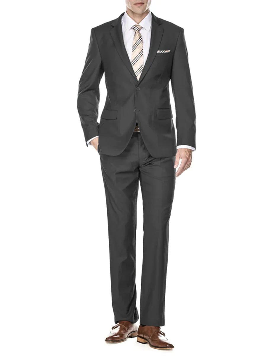 36S Modern Fit - Gray Groomsmen Suits Mens 2 Button Modern Fit Suit ...