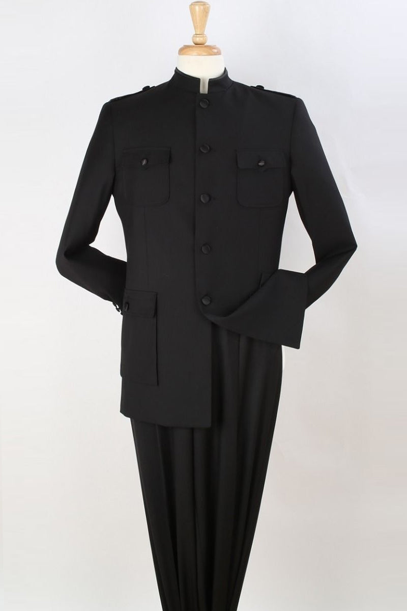 34 Apollo King "Black Men's Military-Inspired Safari Suit with Five ...