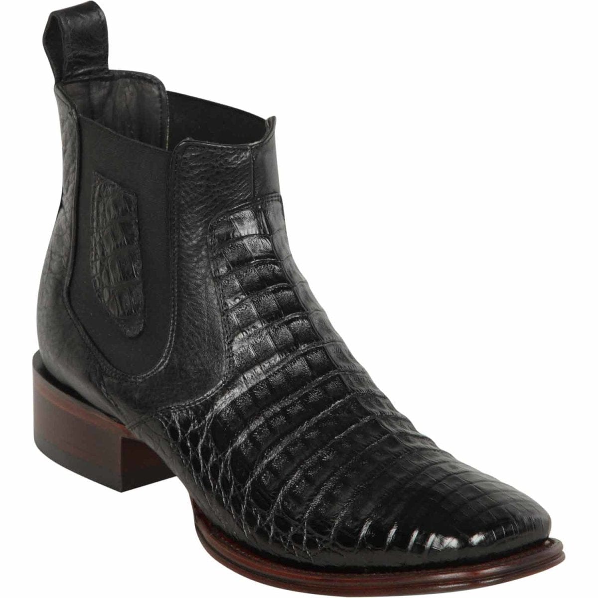 6 Los Altos Men's Wide Square Toe Caiman Belly Short Boots 82BV82