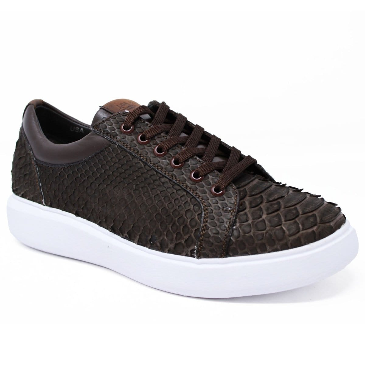 6 Men's Genuine Full Python Skin Sneakers - Brown LAB-ZSM025707