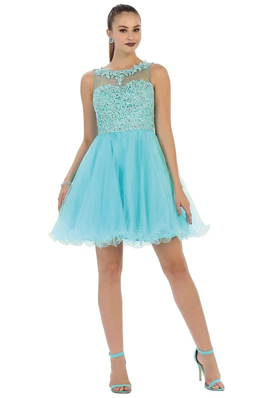 8 Quince Dama Dresses - Short Quinceanera Dresses in Color Aqua