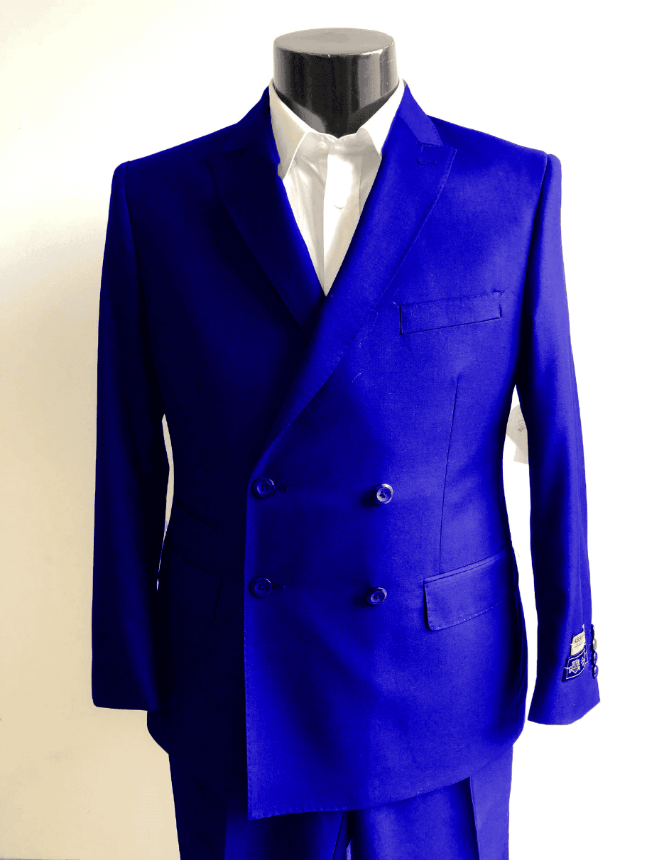 36S Royal Blue Groomsmen Suits - Double Breasted Suit - Wool suit