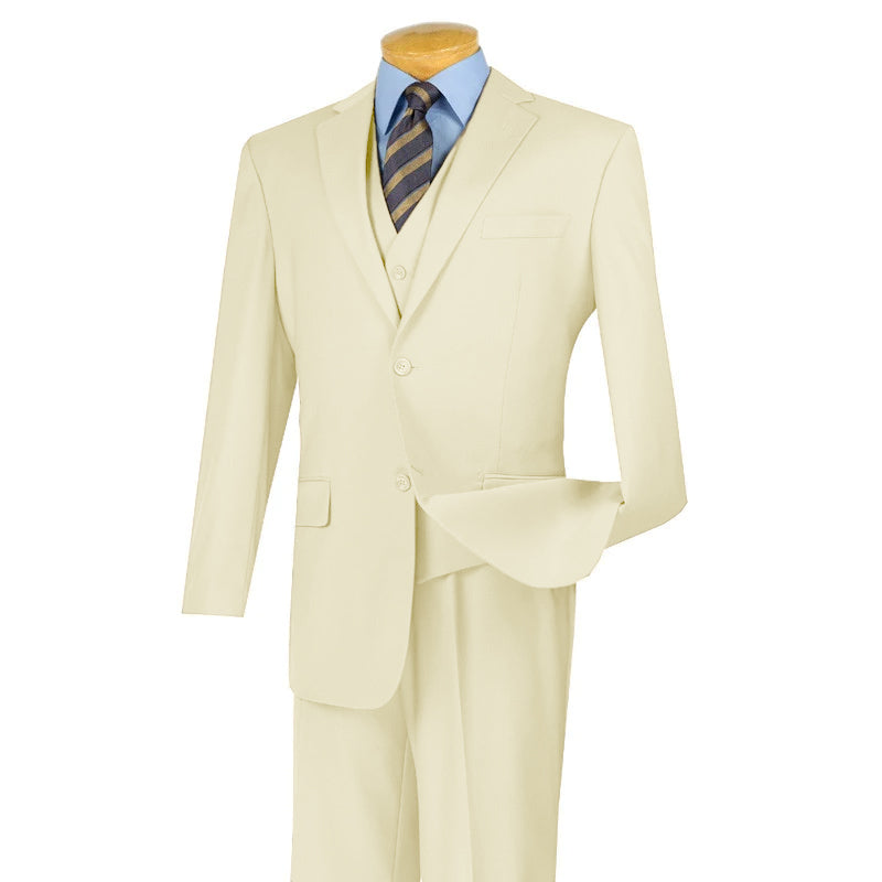 42 Morgan Collection - Regular Fit 3 Piece Suit 2 Button Ivory