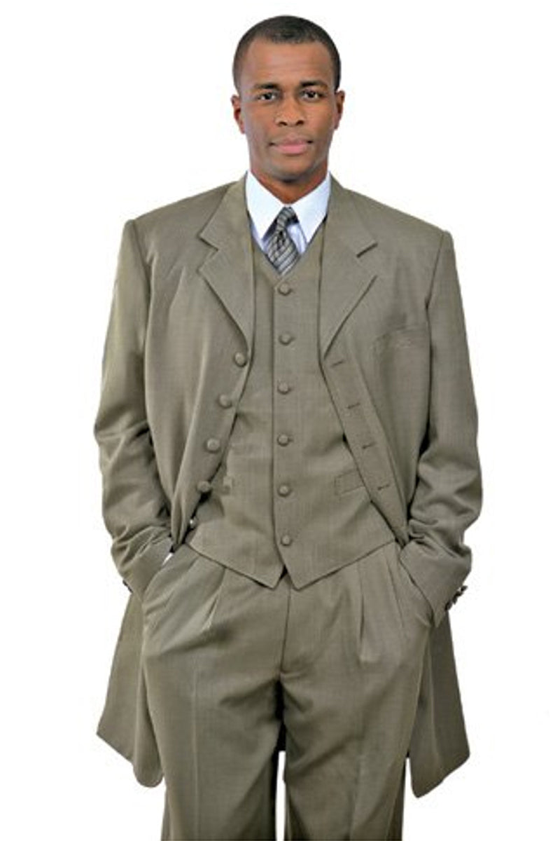 44 "Zoot Suit Men's Long Vested Fashion in Taupe"