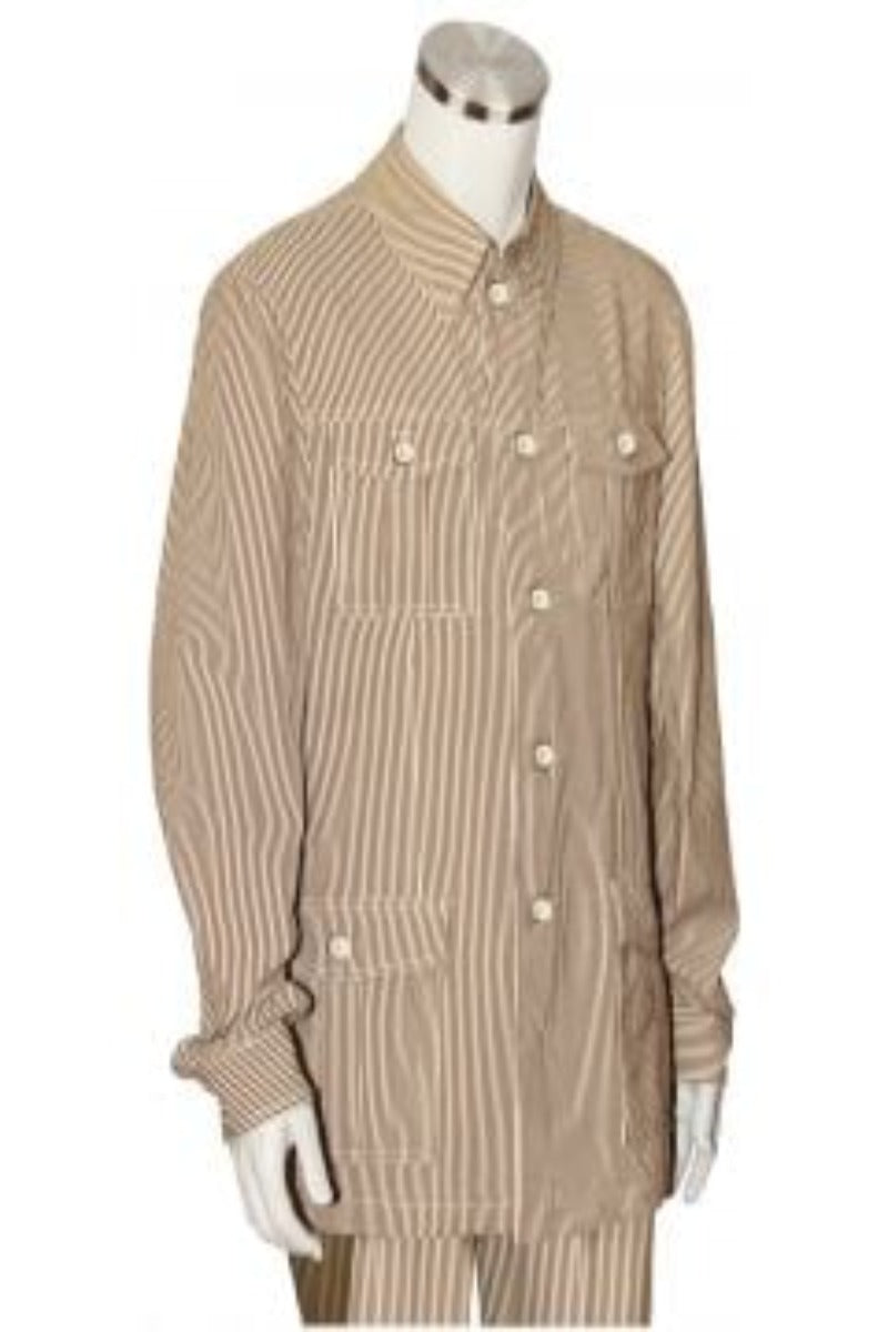 38 Canto Men's 2 Piece Urban Stripe Long Sleeve Walking Suit