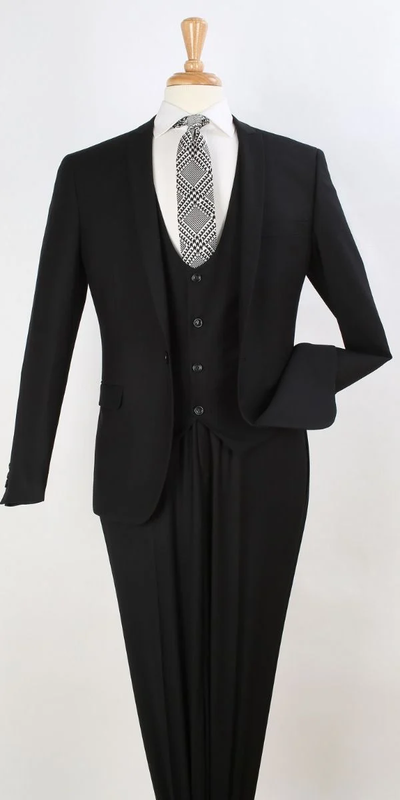 42 Royal Diamond Slim Fit 3 Piece Fashion Suit Low Cut Vest for Men